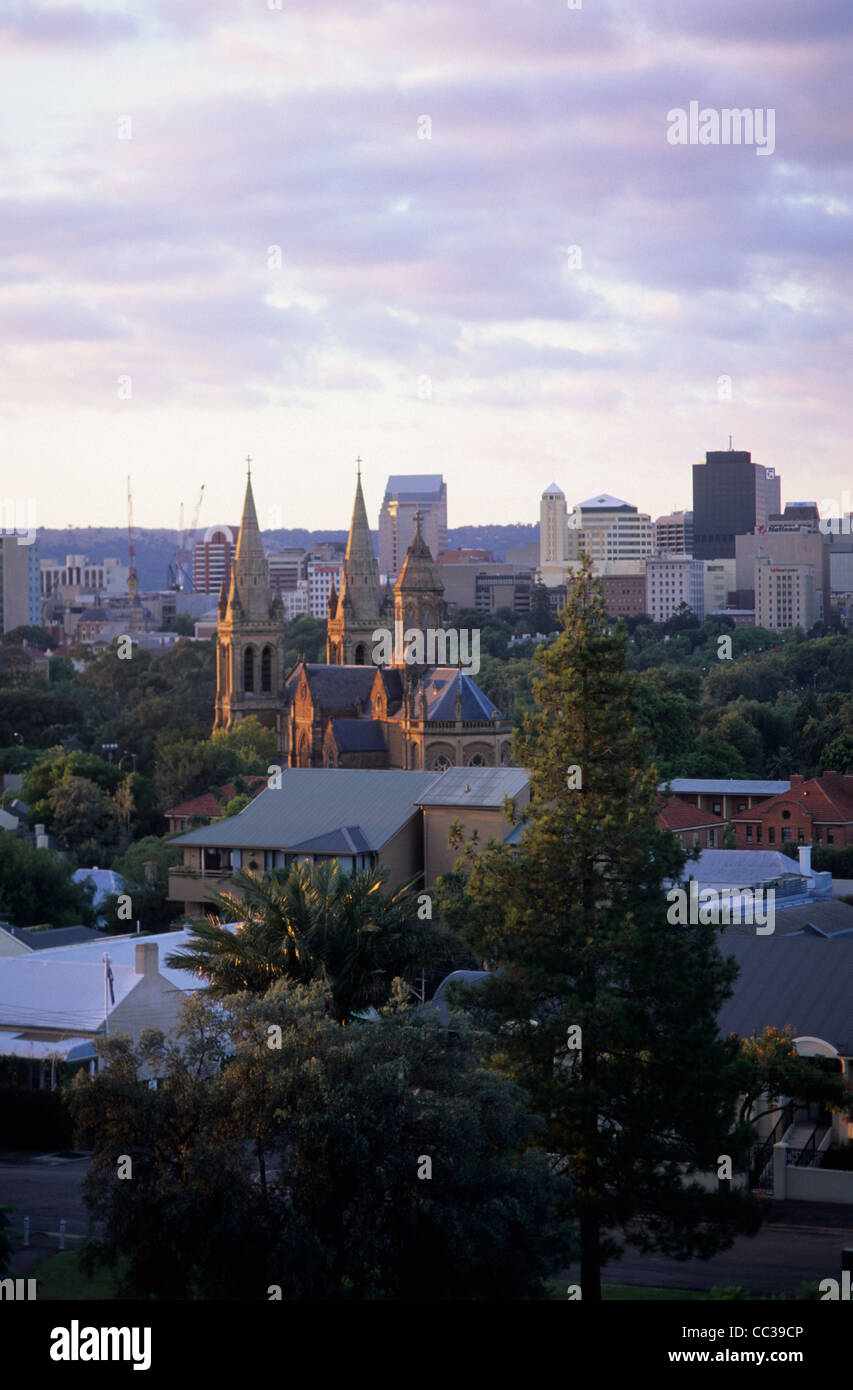 Australia, SA, Adelaide, St Peters Cathedral and the city skyline as ...