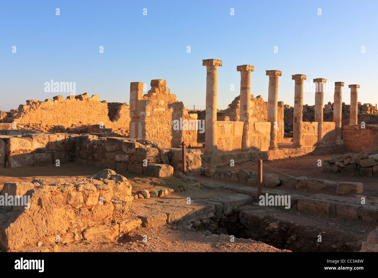 Row of ancient Columns at the Paphos Archaeological Park, Cyprus Stock ...