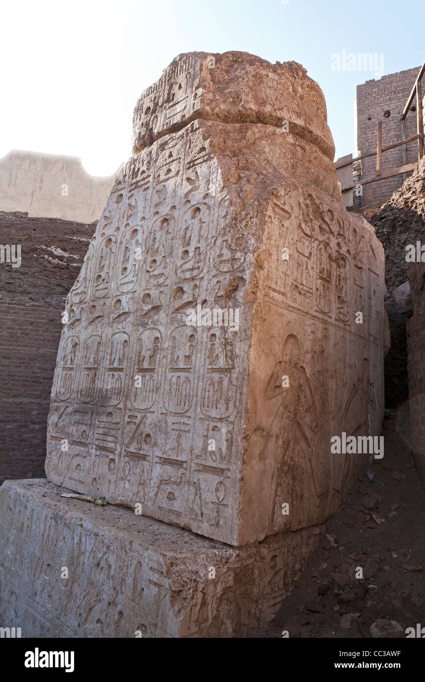 Seated statue base site of unexcavated Ramesside period temple running ...