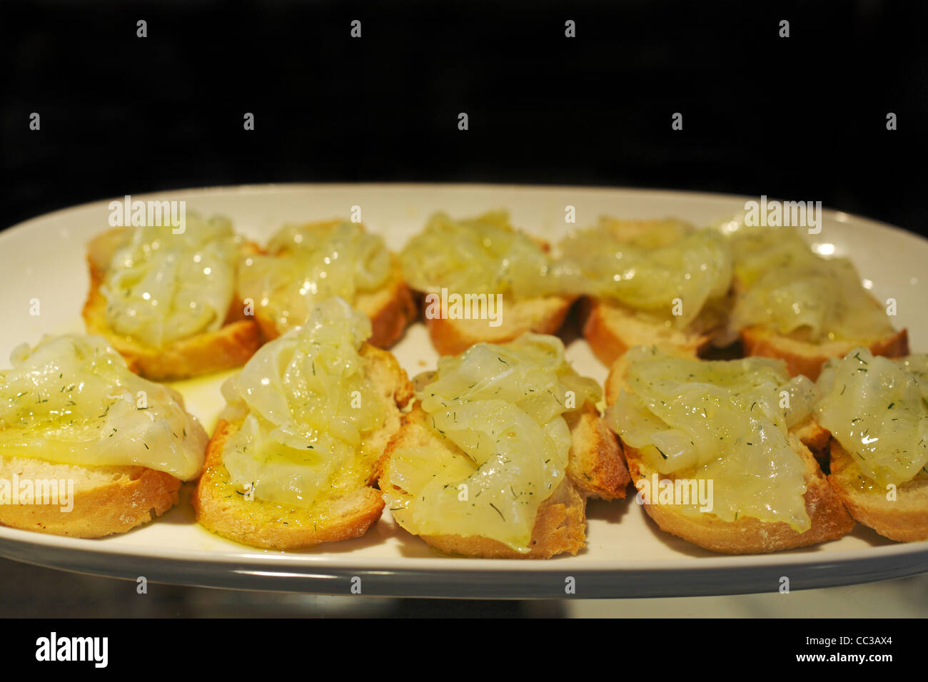 Bacalao - salted cod tapas, Spain Stock Photo - Alamy