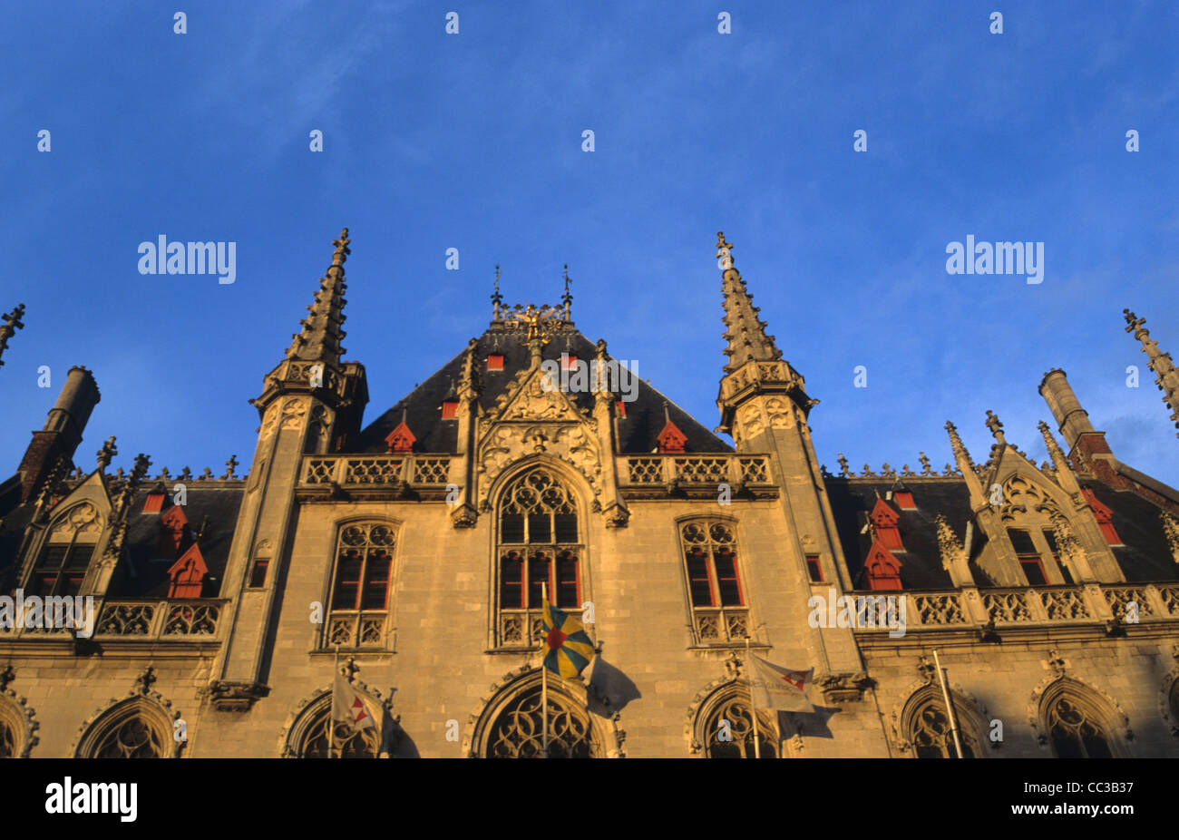 Gothic architecture in the Market Square, Bruges, Belgium Stock Photo ...