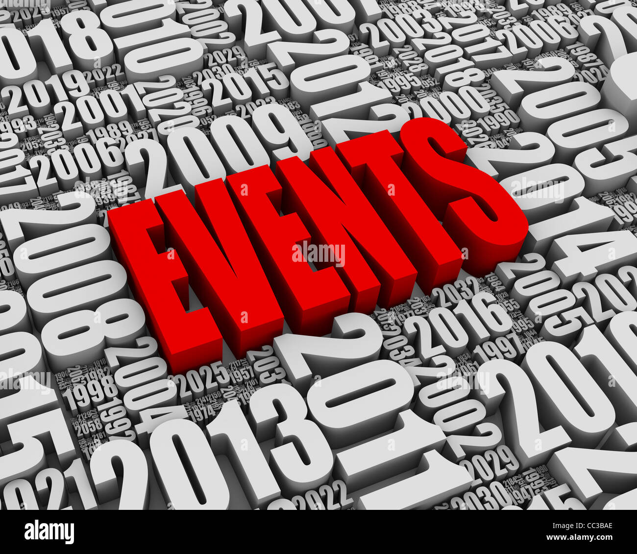 "EVENTS" 3D text surrounded by calendar dates. Part of a series Stock ...