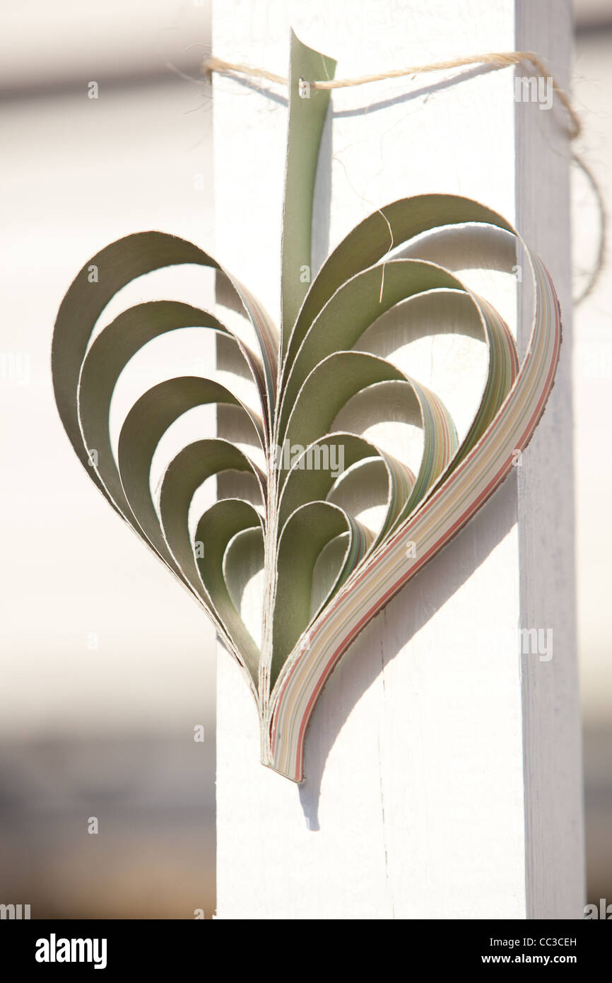Paper heart decoration at a wedding Stock Photo - Alamy