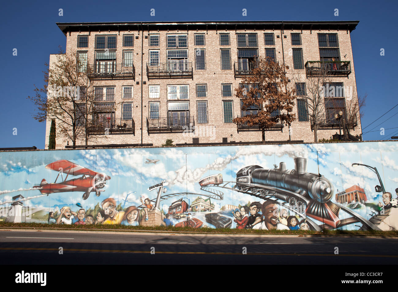 Large mural celebrating the 100th anniversary of the city of Chamblee ...