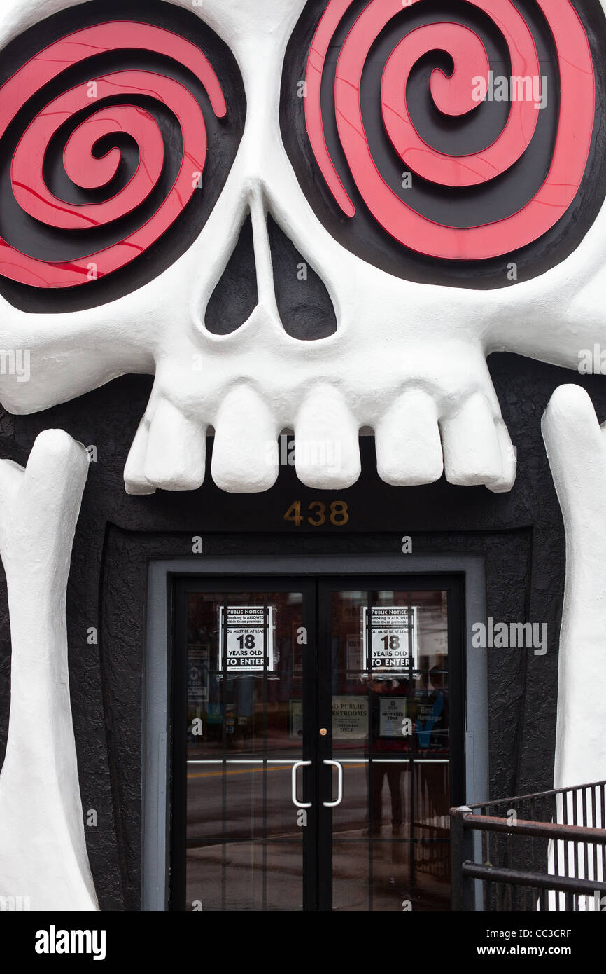 The skull at the Vortex, a burger restaurant in Atlanta, Georgia Stock ...