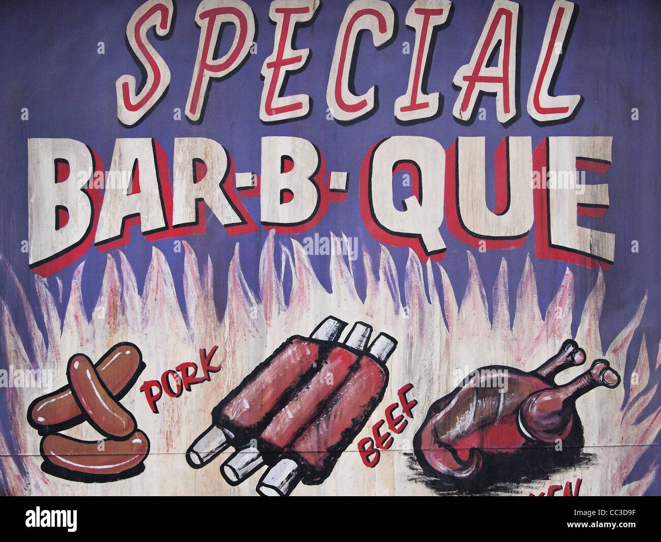 Special Bar-B-Que - Pork, Beef, Chicken - a sign from Fox Bros BBQ in ...