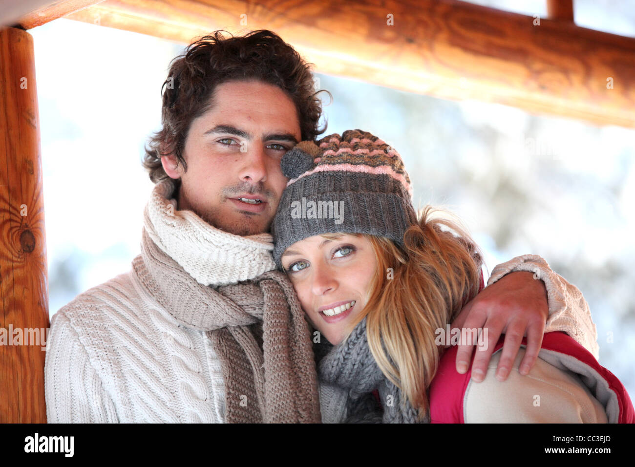Couple dressed in winter clothing Stock Photo - Alamy