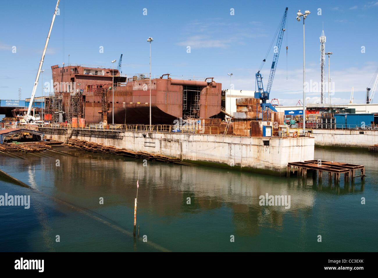 Harbour, dry dock, ship building, Santurtzi, Biscay, Spain Stock Photo ...
