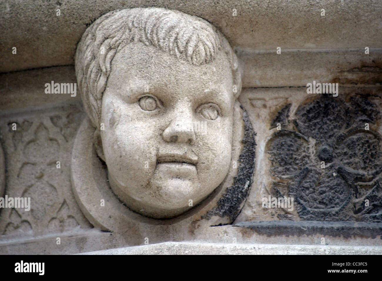 Head, Antique bas-relief architectural detail of the St. James ...