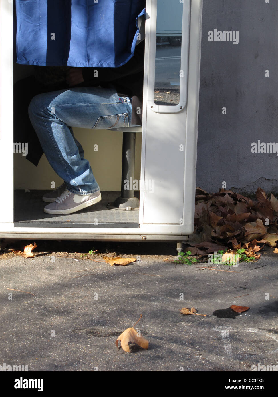 Portrait man sitting in booth hi-res stock photography and images - Alamy