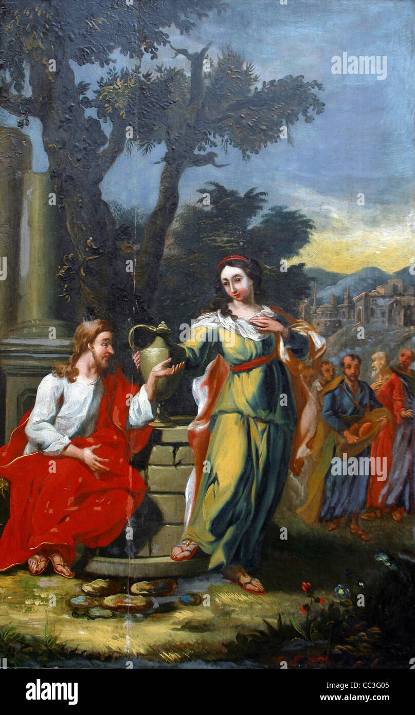 Miracle of Jesus: Miraculous conversion of a Samaritan woman Stock ...