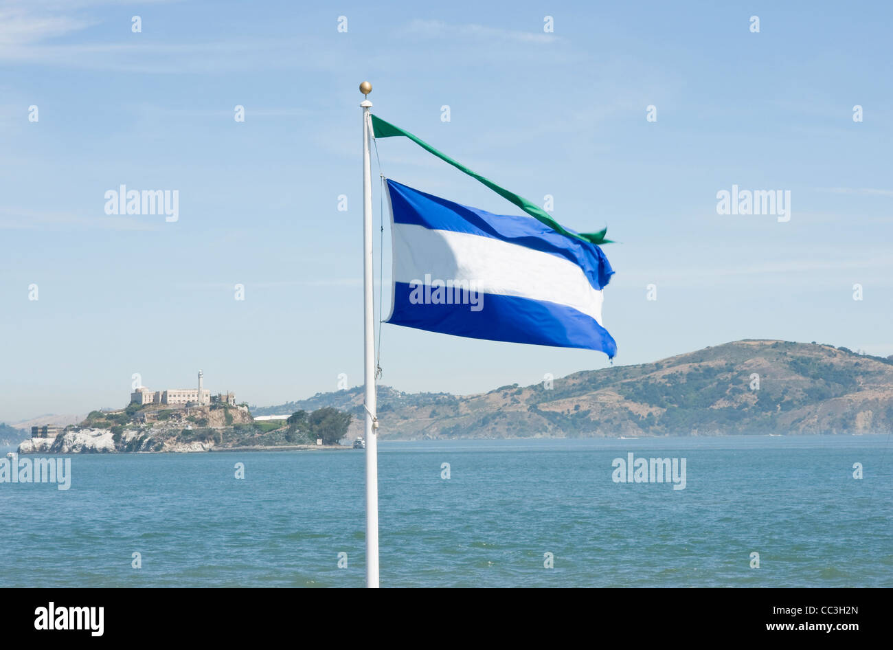 Alcatraz island with flag Stock Photo - Alamy