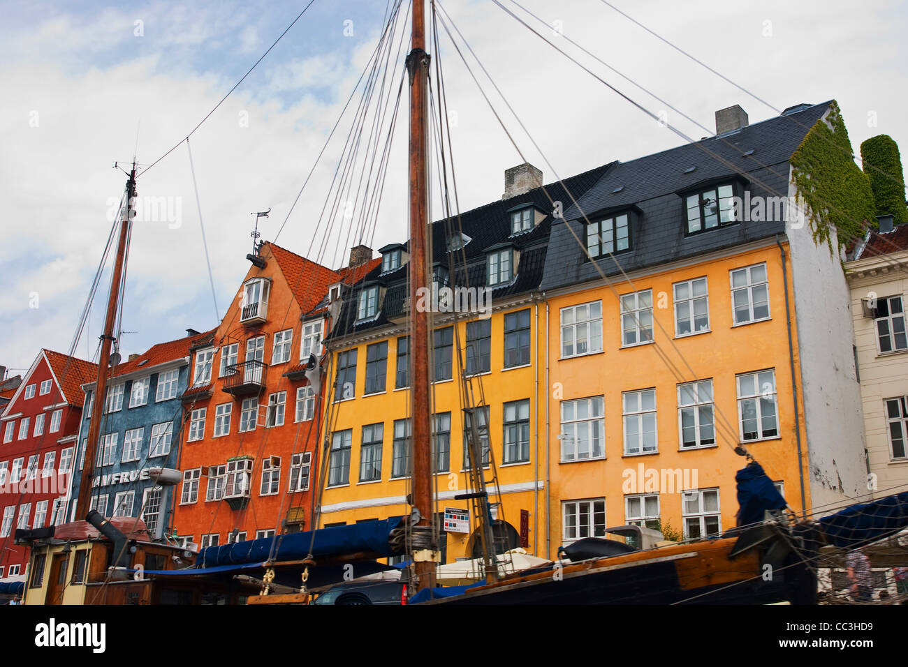 Copenhagen, Denmark - colorful buildings of Nyhavn street Stock Photo ...