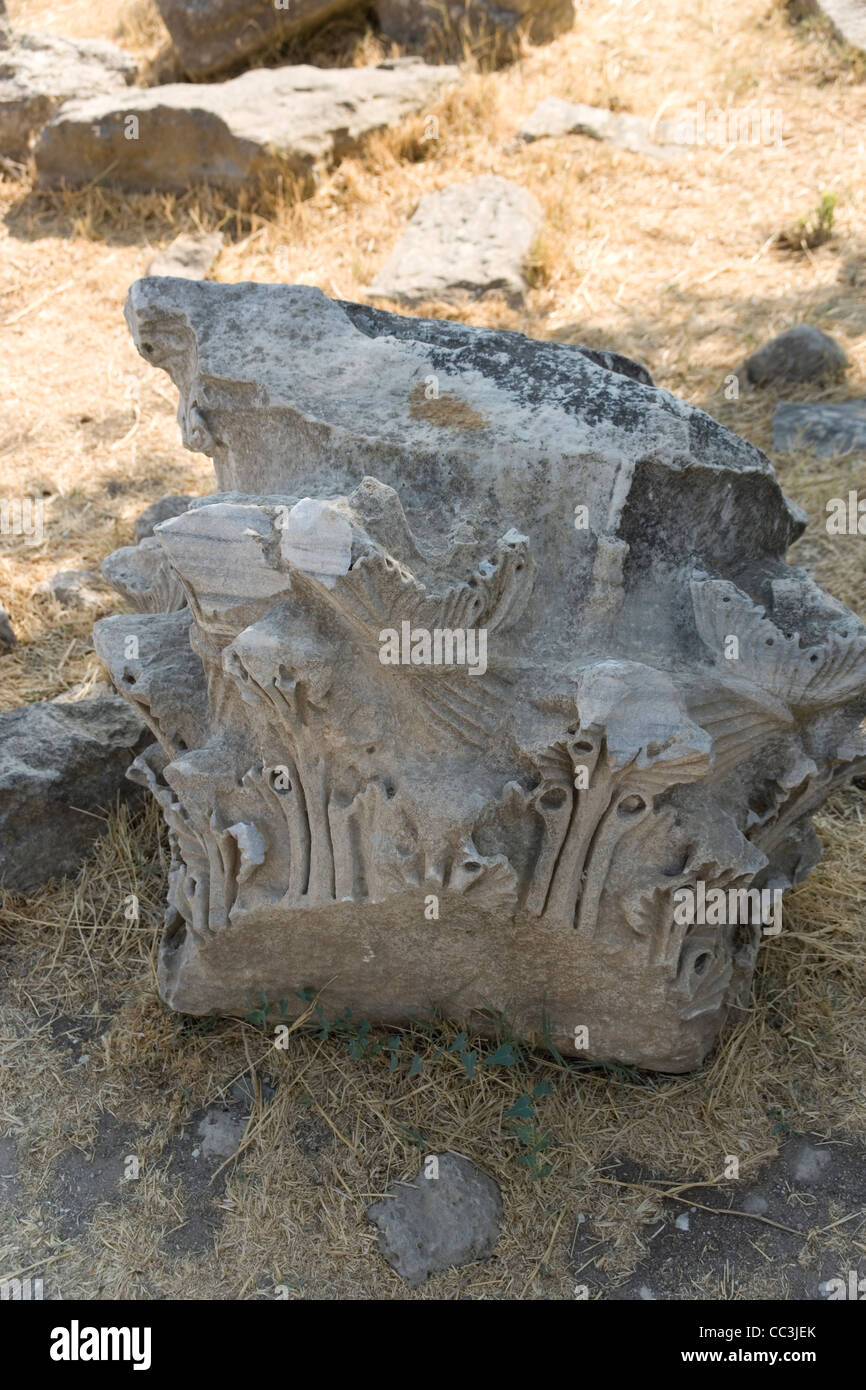Stone carving at the archaeological site of Troy, Turkey Stock Photo ...