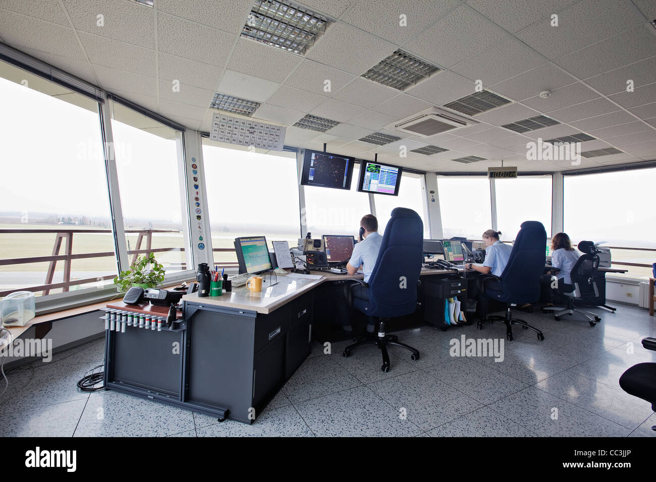 ATC (Air Traffic Control) center of the 21st Tactical Air Force Base at ...