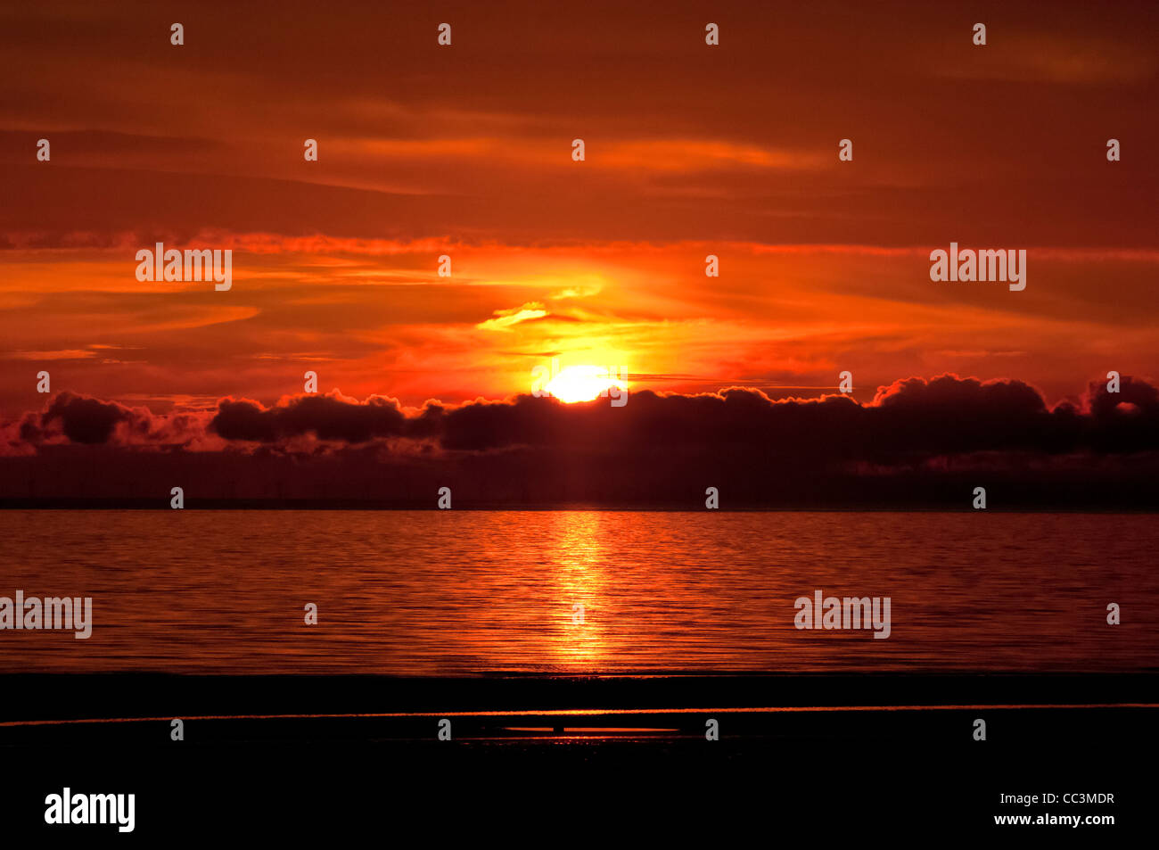 sunset over sea,blackpool,england,uk,europe Stock Photo - Alamy