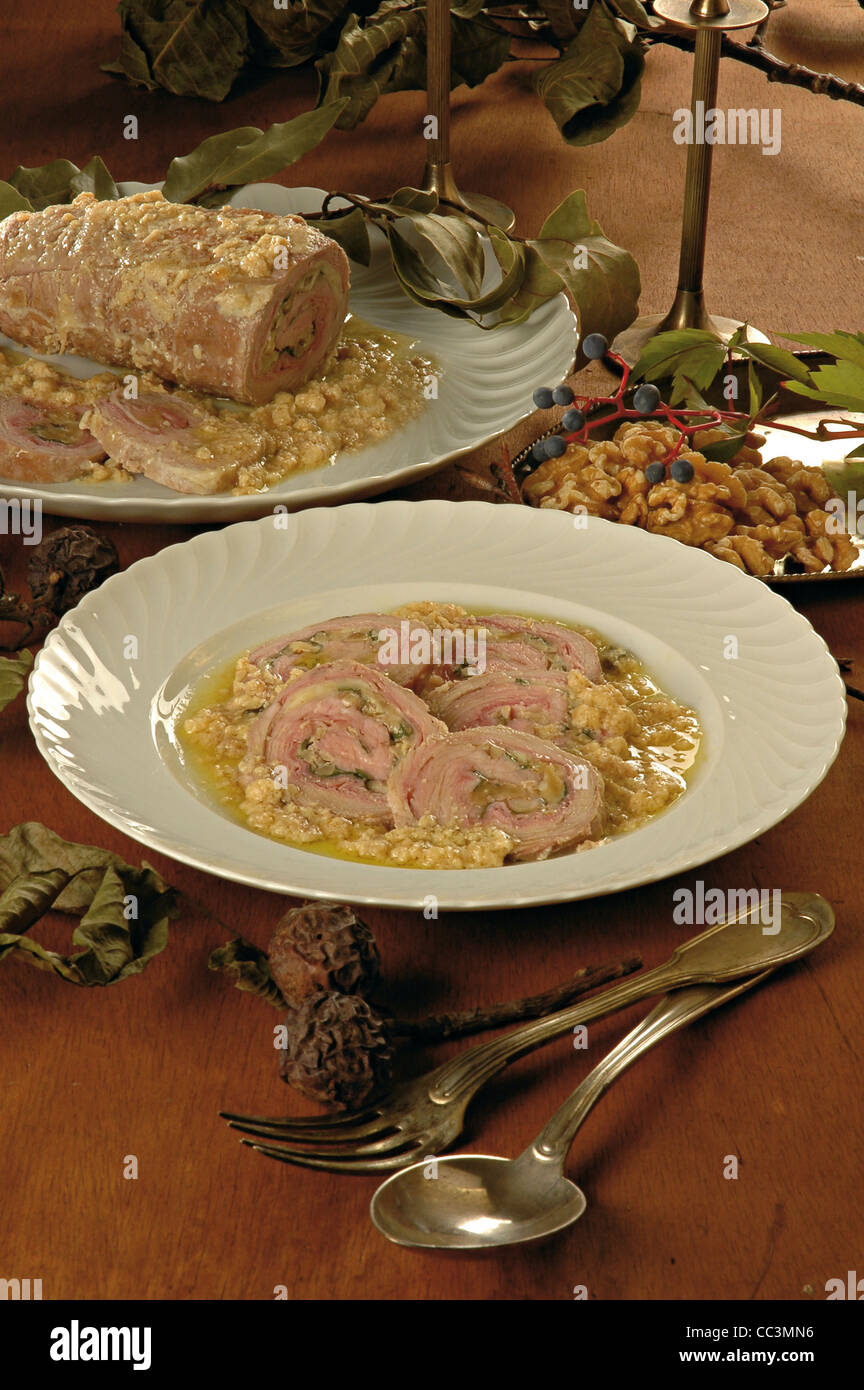 Cuisine: Veal Roll With Walnuts Stock Photo - Alamy