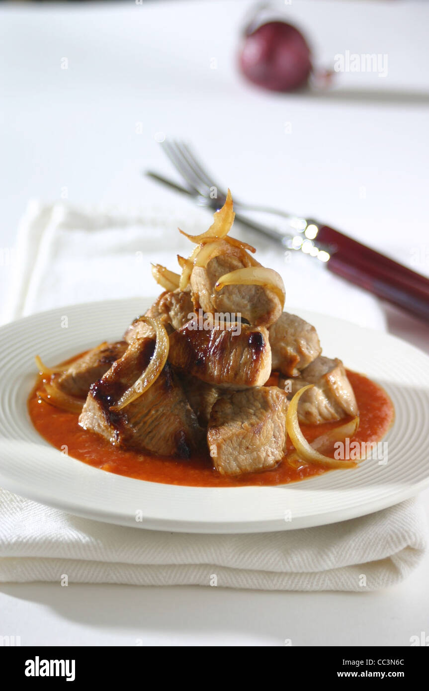 Kitchen: Stew Stewed With Tomato Sauce Stock Photo - Alamy