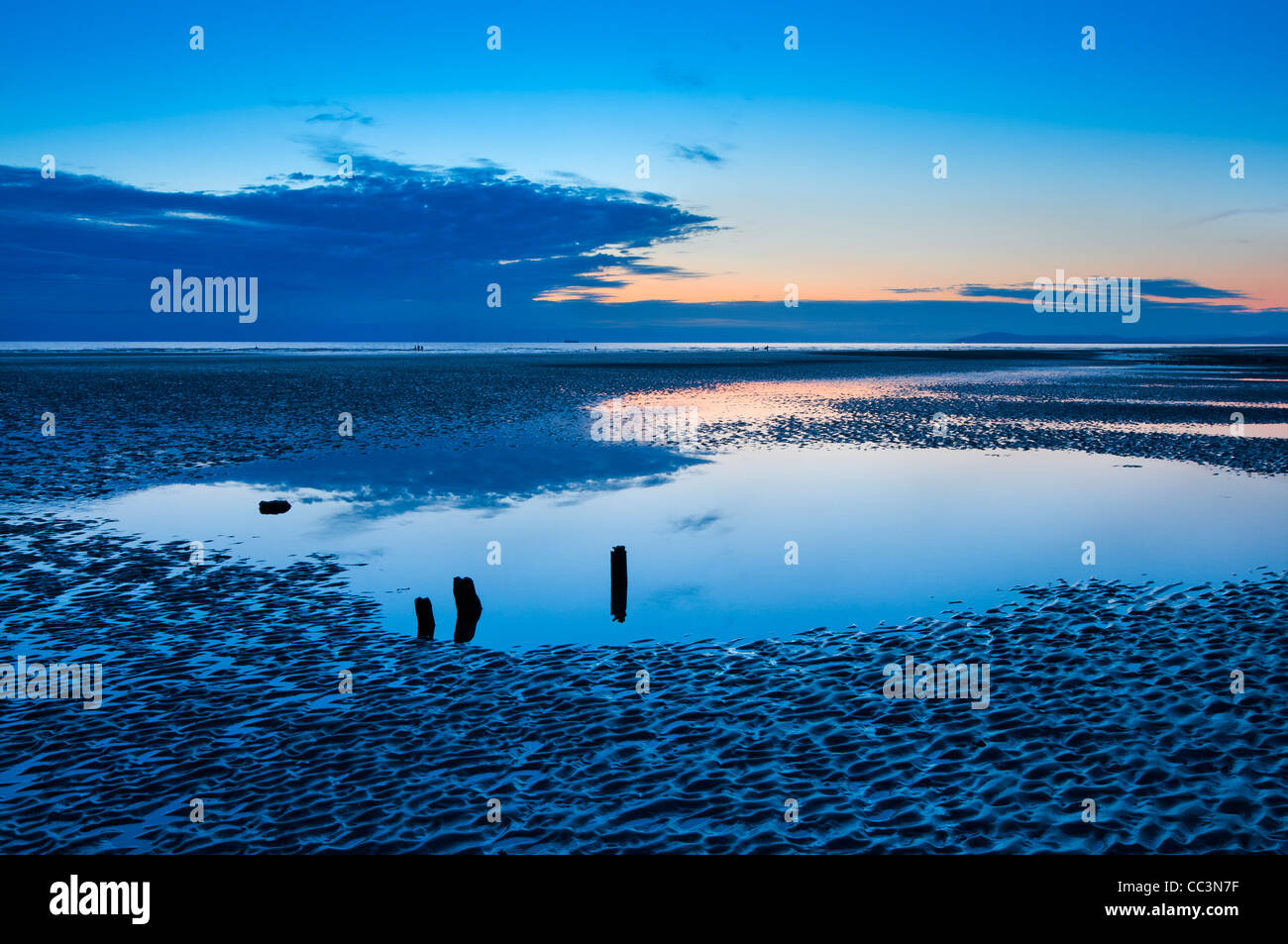 beach at sunset on fylde coast, cleveleys, lancashire,england,uk Stock ...