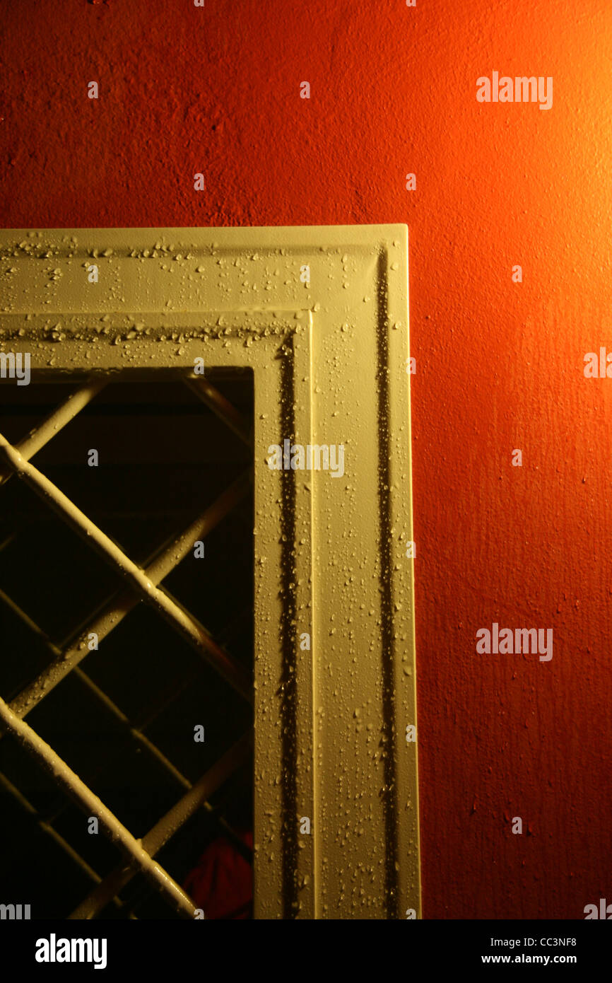 rain drops on metal door frame on house at night Stock Photo - Alamy