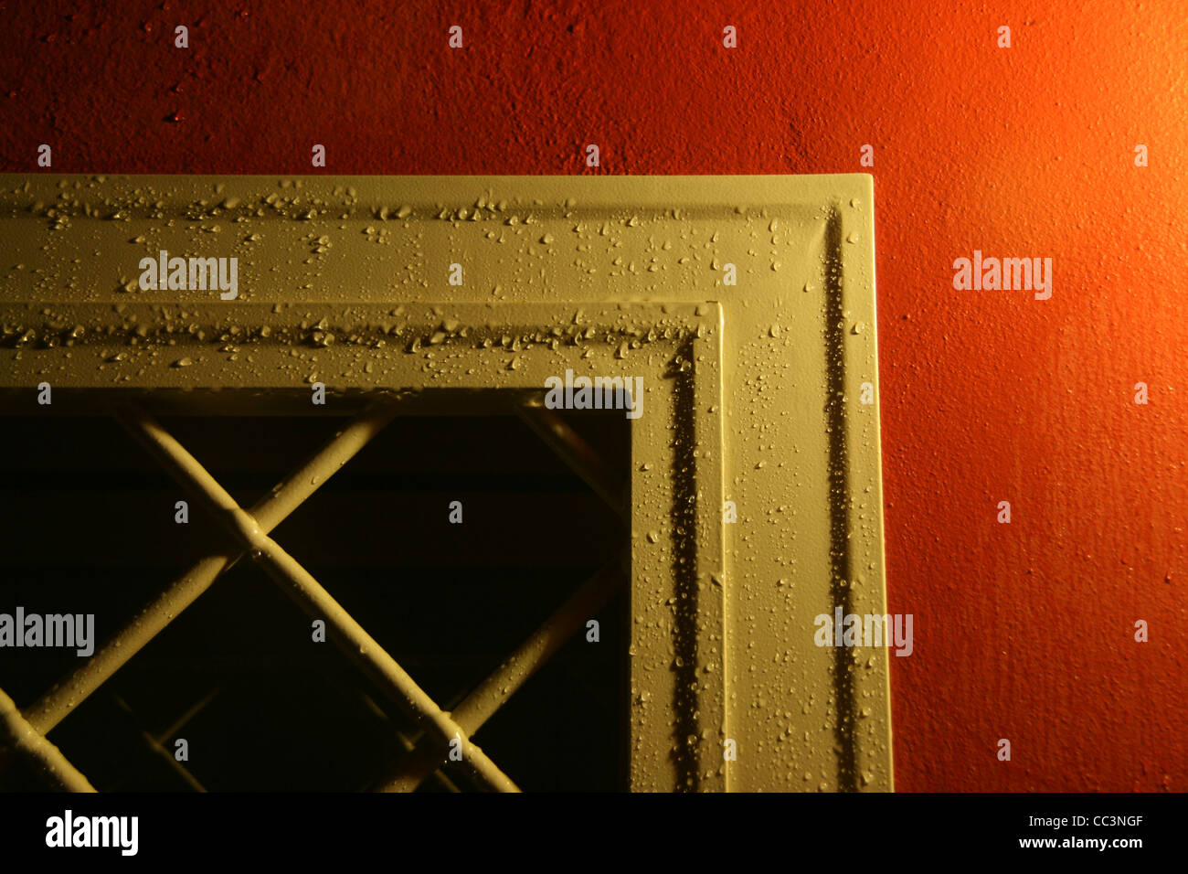 rain drops on metal door frame on house at night Stock Photo - Alamy