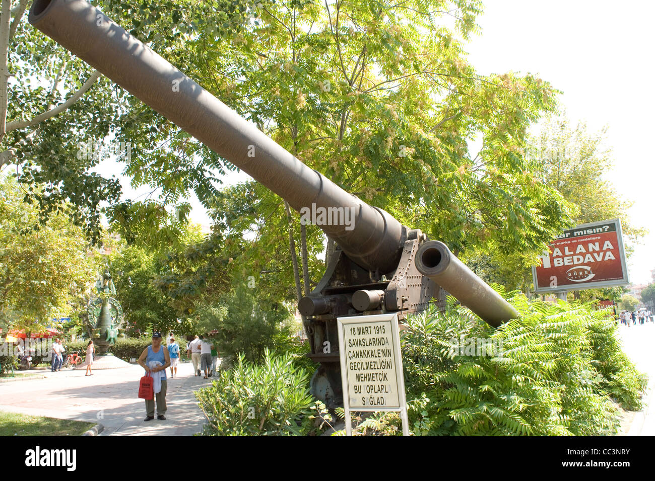 Turkish artillery guns in the street in Canakkale, Turkey Stock Photo ...