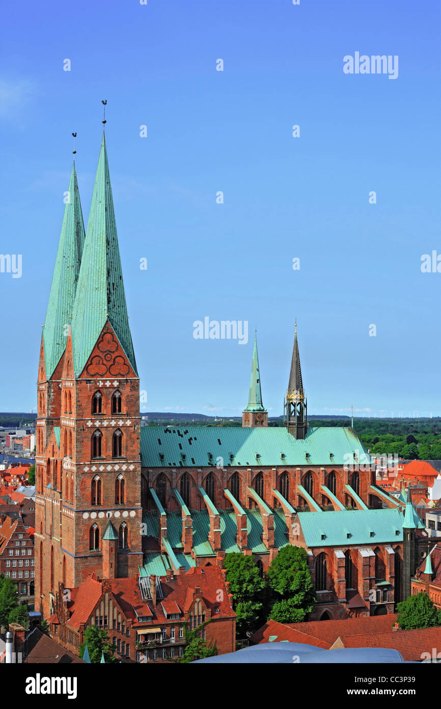 View of city from tower of Church of St. Peter, Lubeck, Schleswig ...