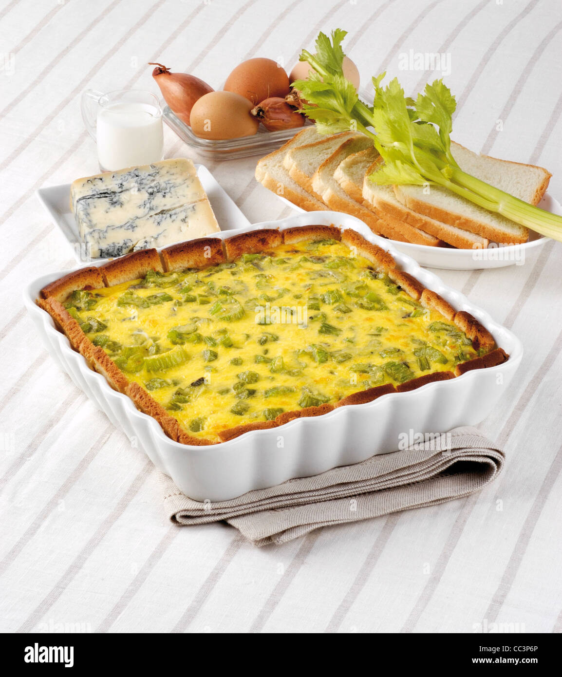 Cuisine: Cake Of Bread With Celery And Blue Cheese Stock Photo - Alamy