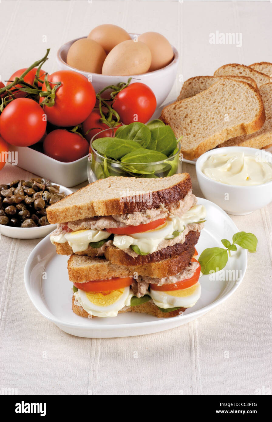 Toast with tuna and spinach hi-res stock photography and images - Alamy