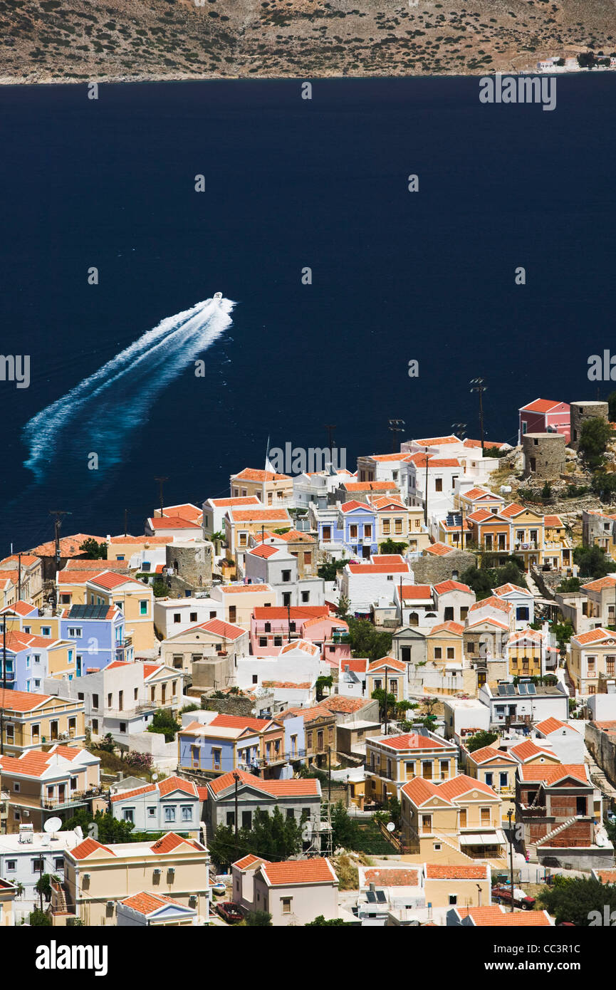 Greece, Dodecanese Islands, Symi, Symi Town/Horio, View of Horio (Upper ...