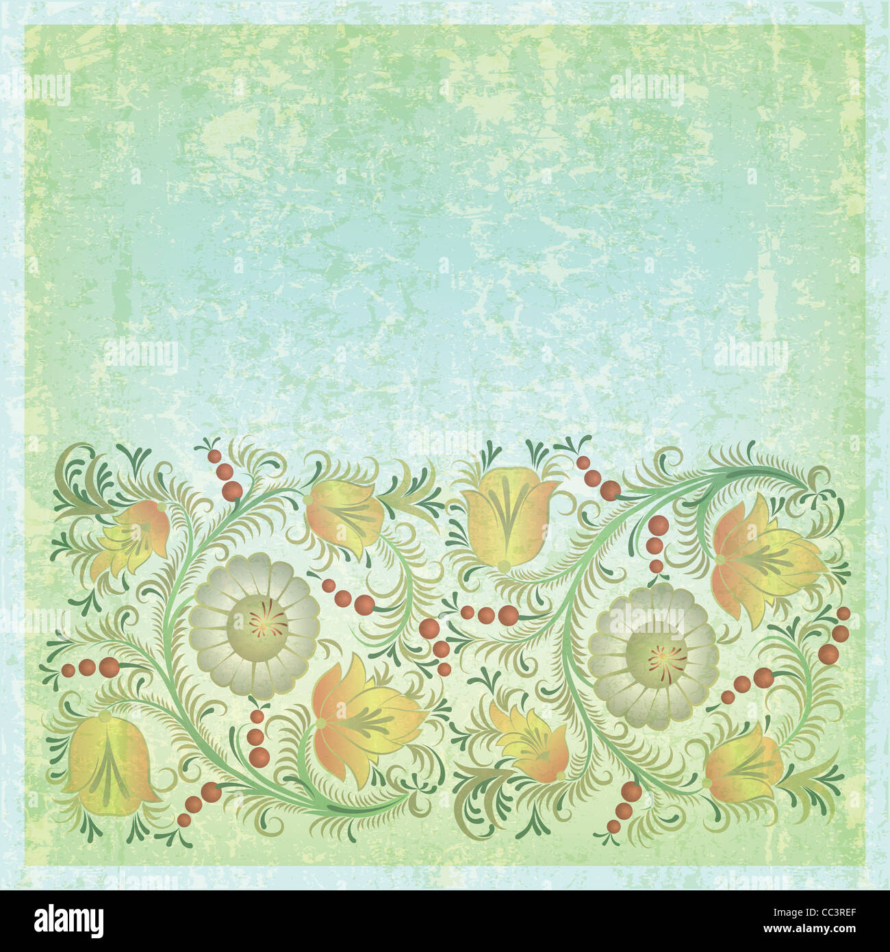 abstract light green background with spring floral ornament Stock Photo ...