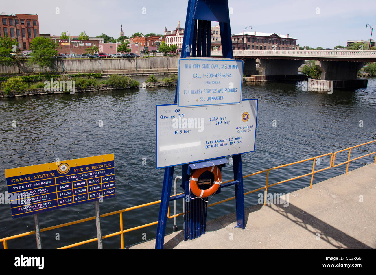 New York State, Oswego Canal along the Oswego River. Lock #8 at Oswego ...