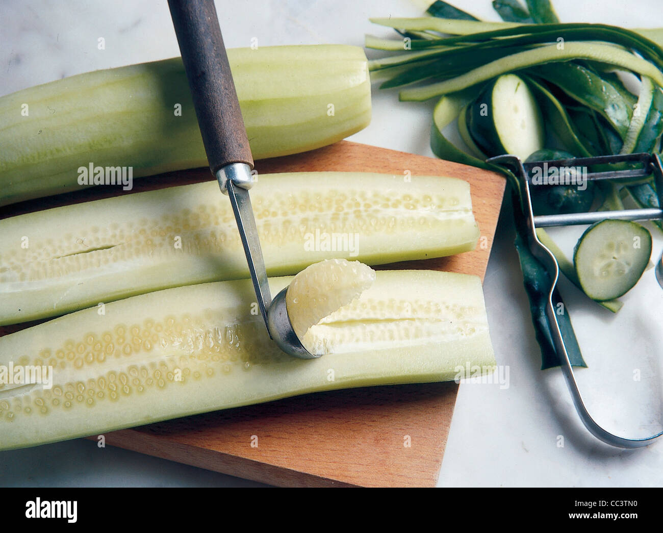 Cuisine: Stuffed Cucumbers Step 1 Stock Photo - Alamy