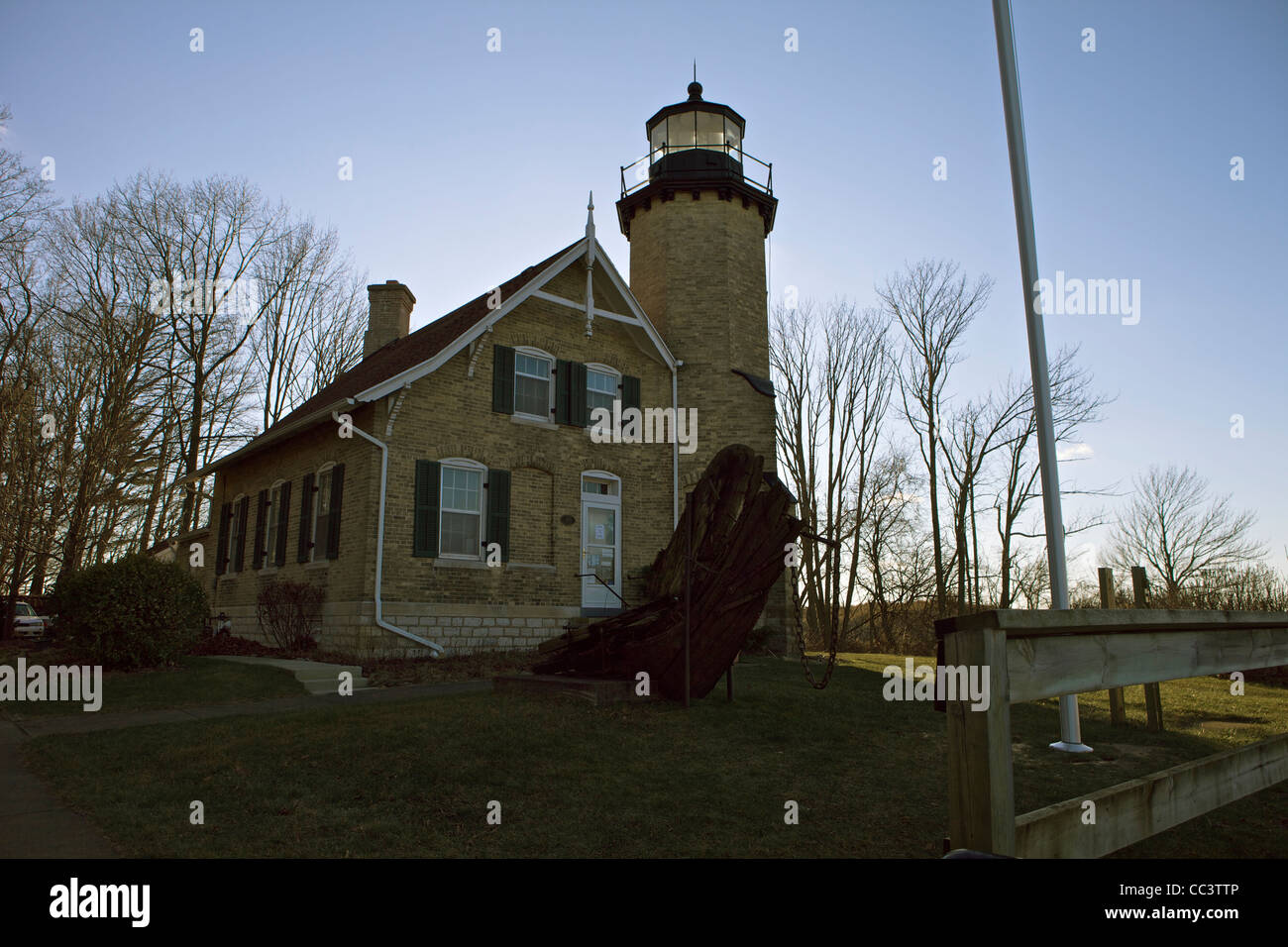 White River Light Station with the sun setting behind Stock Photo - Alamy