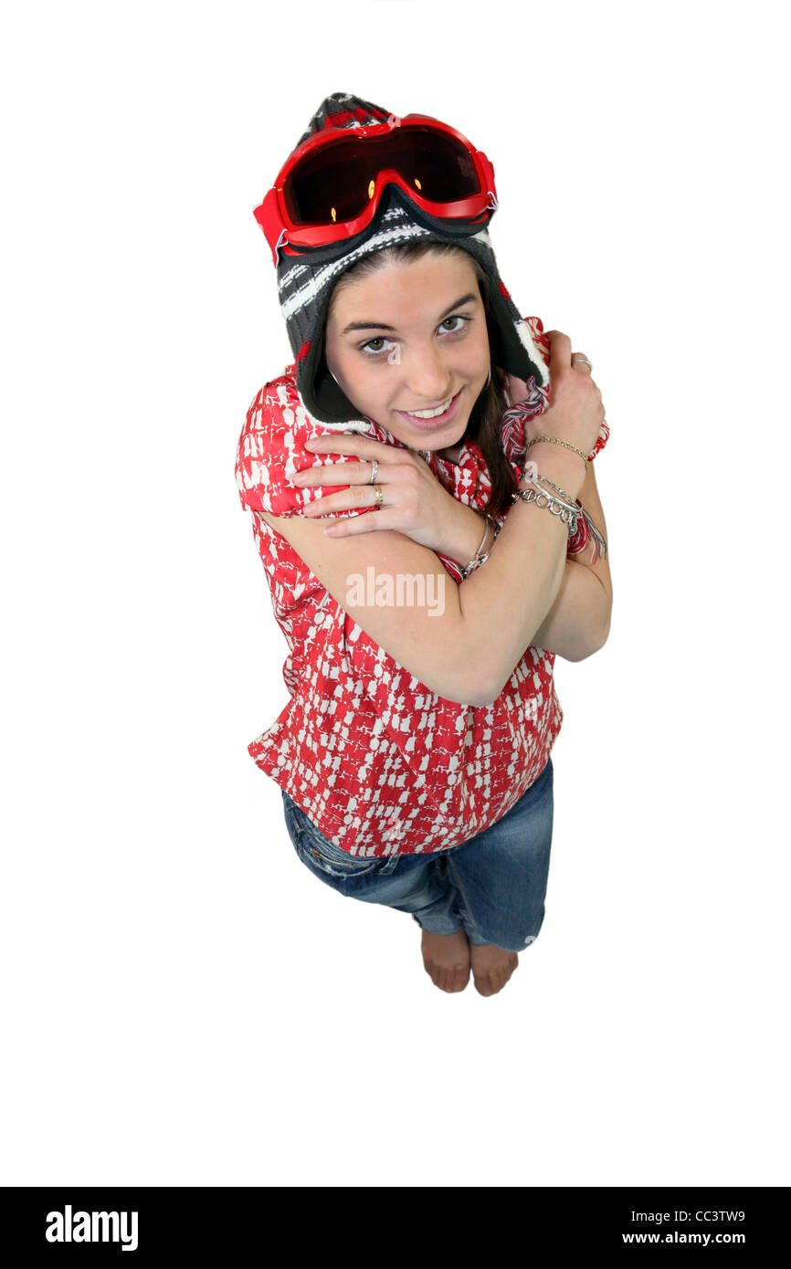 Freezing woman Cut Out Stock Images & Pictures - Alamy