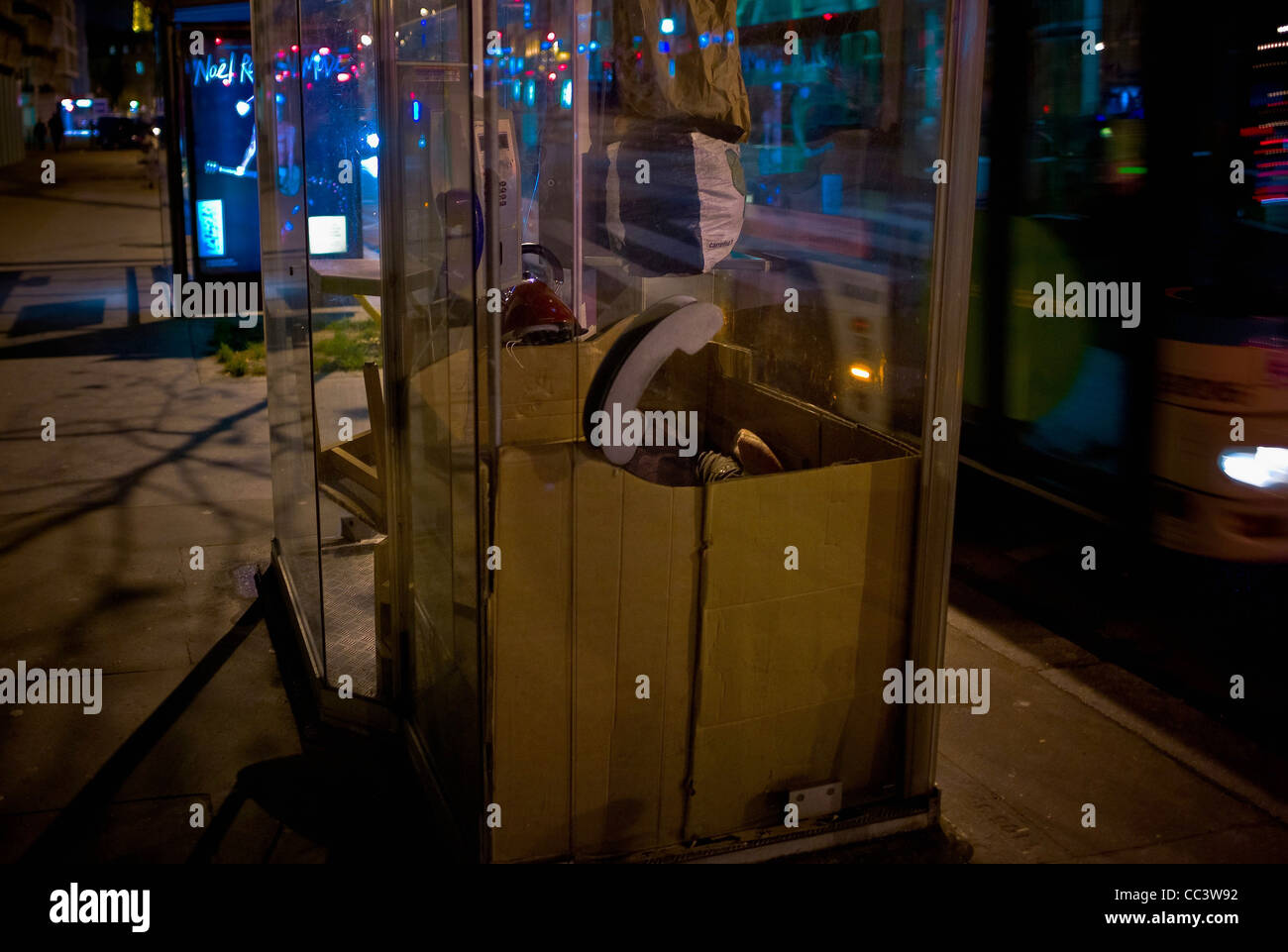 Urban homeless phone booth hi-res stock photography and images - Alamy