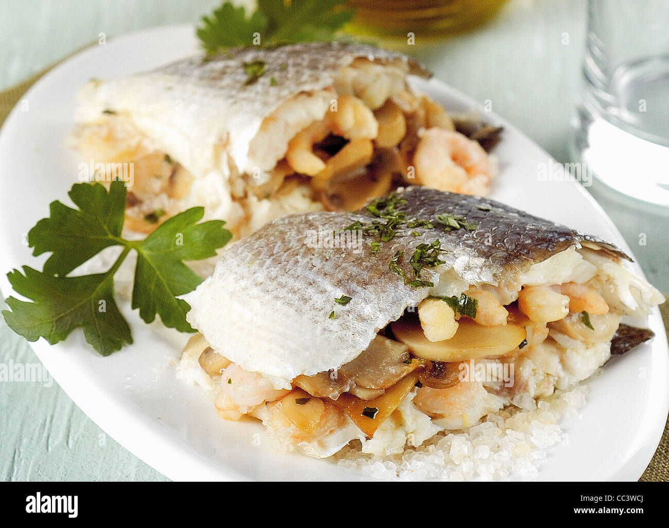 Kitchen: Stuffed Sea Bass Stock Photo - Alamy