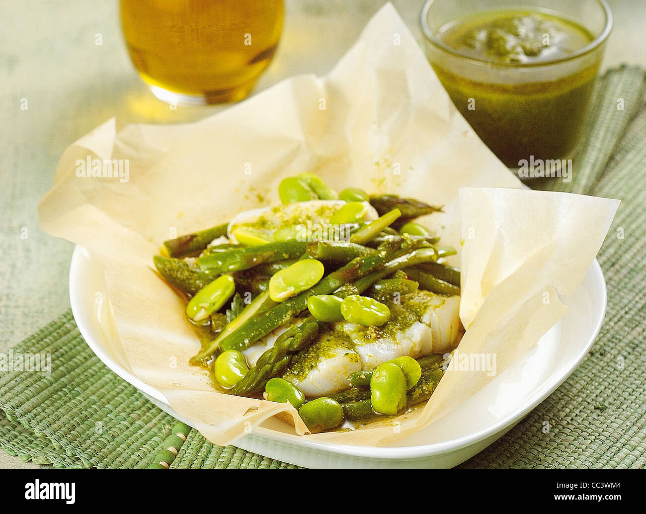 Kitchen: Salt Cod With Green Sauce Stock Photo - Alamy