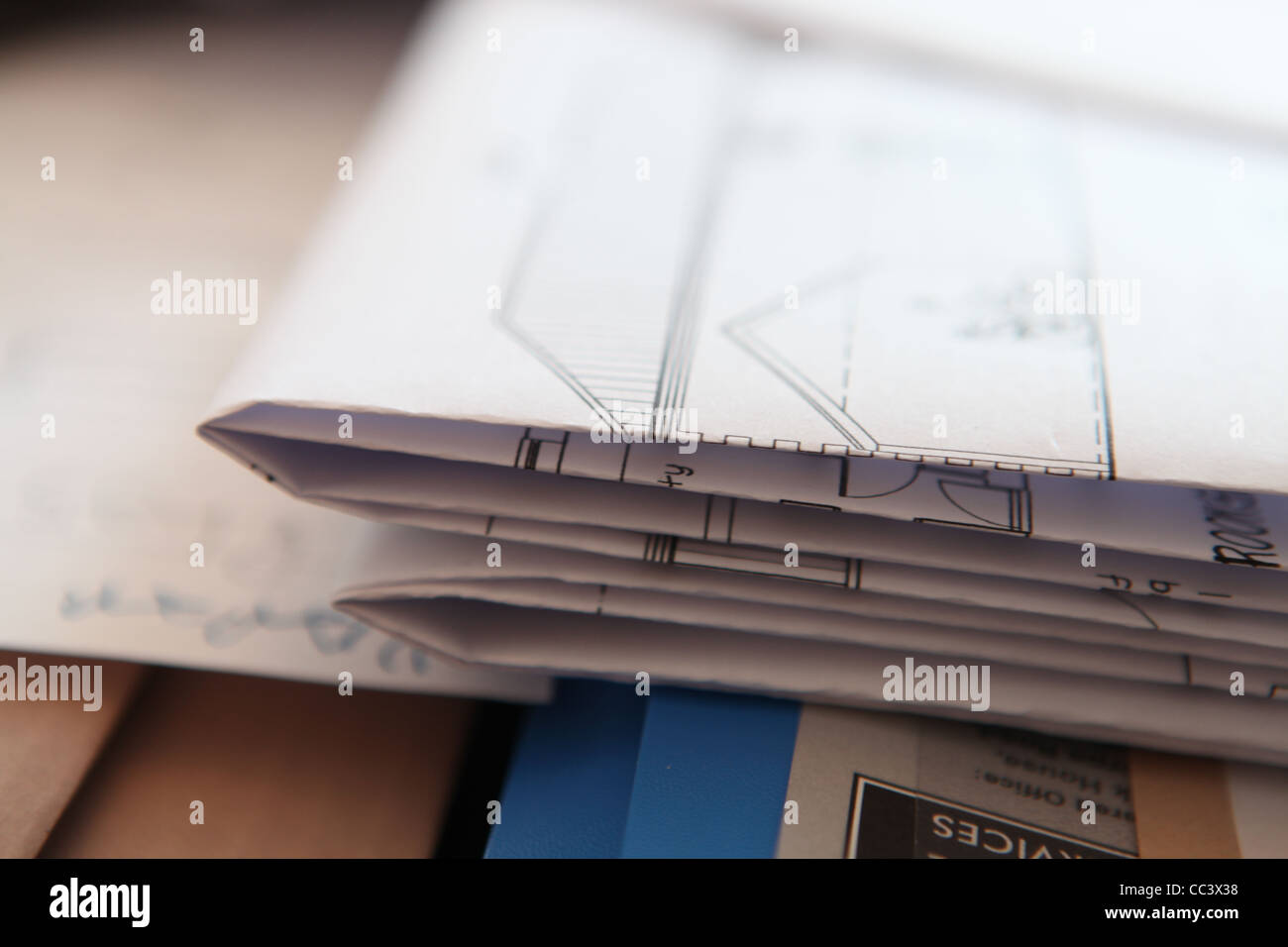 STACK OF BUILDING DRAWINGS PLANS Stock Photo - Alamy