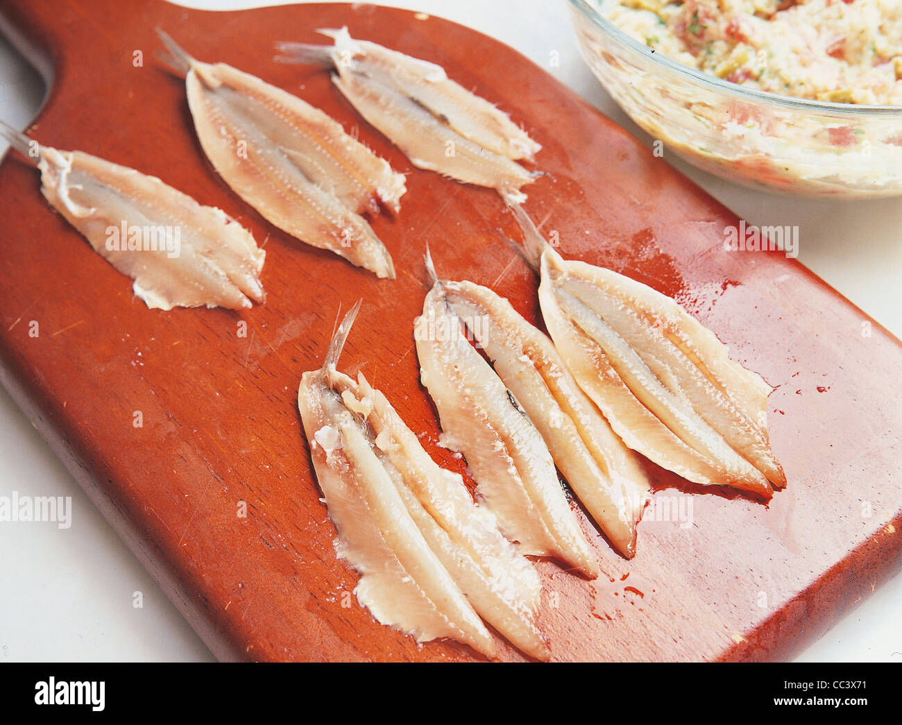 Cuisine: Anchovy Fillets With Seafood (3 Stock Photo - Alamy