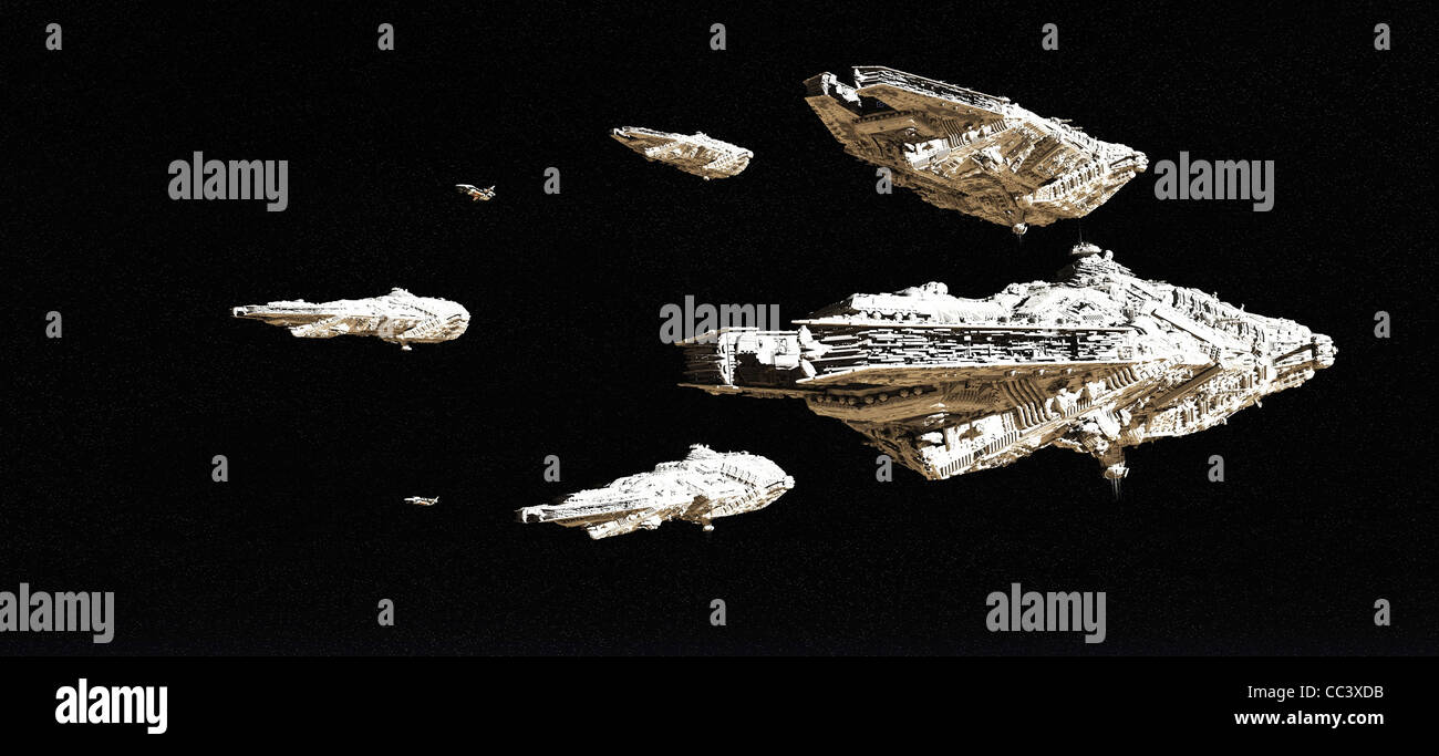 Space Battle Fleet in Outer Space Stock Photo - Alamy