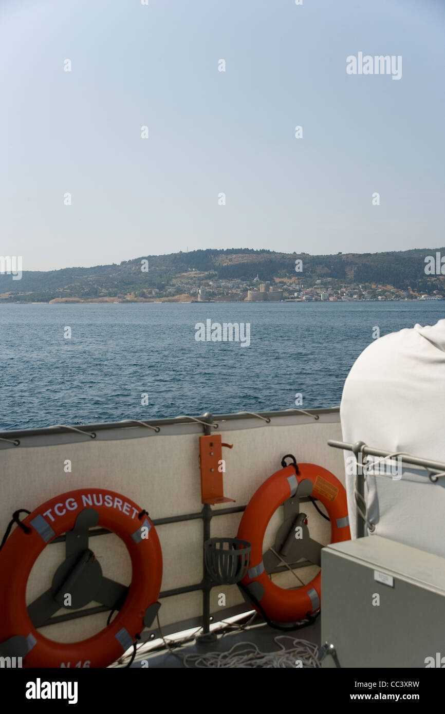 Kilid Bahr Fort on Gallipoli from the replica of the minesweeper Nusret ...