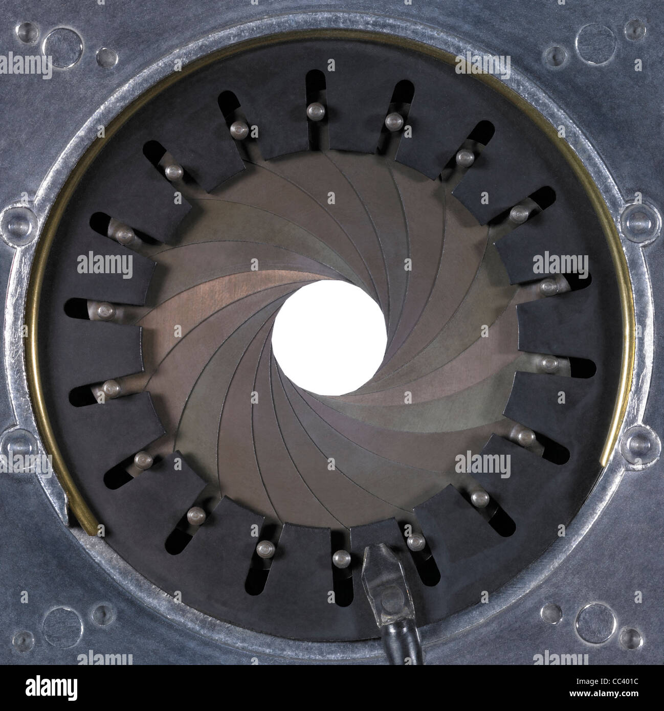 frontal shot of a nostalgic old aperture nearly closed Stock Photo - Alamy