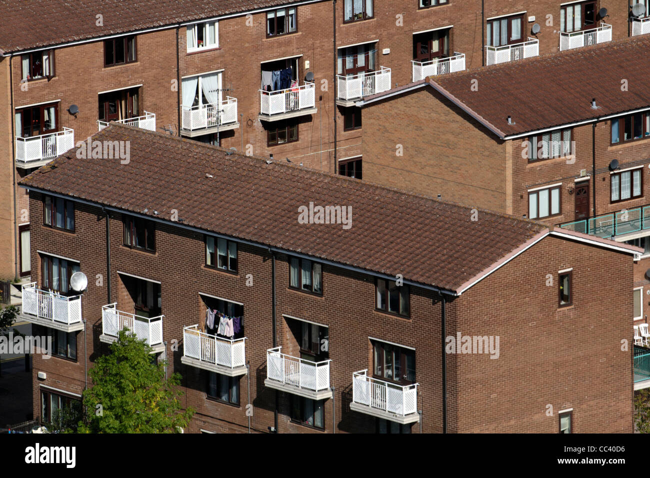 Urban sprawl of Sheffield city with office blocks and high rise flats ...
