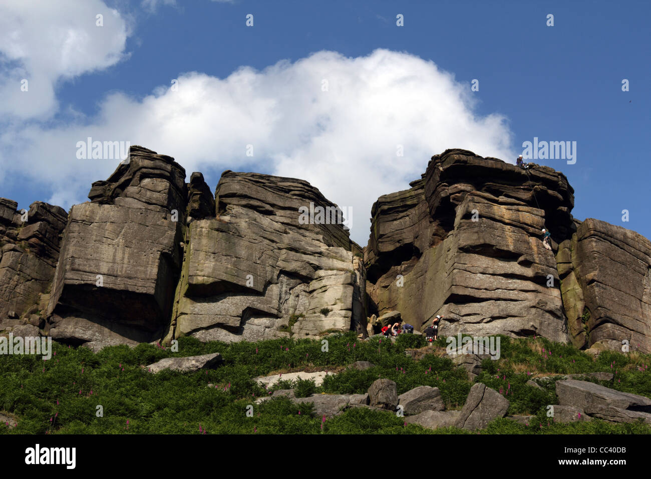 Stanage Edge in the Derbyshire Peak District England a popular rock ...
