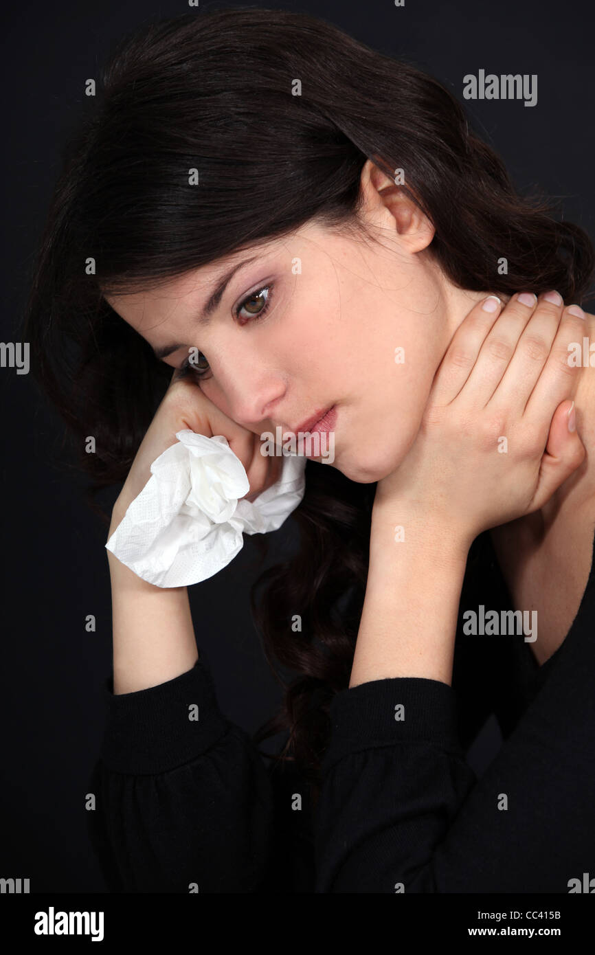 Woman touching painful nape hi-res stock photography and images - Alamy