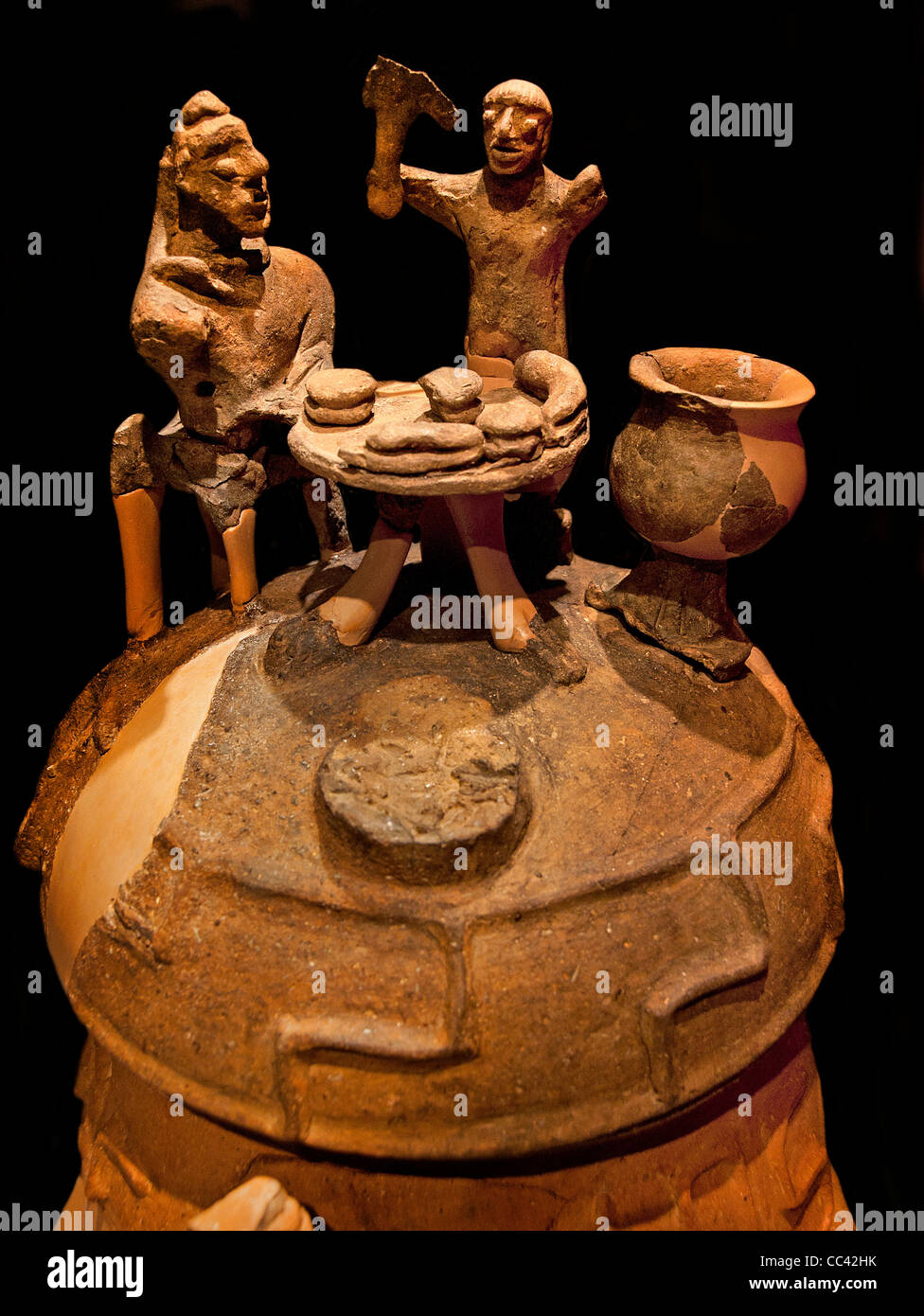 funerary urn with banquet scene Etruscan Volterra Italy Etruria 550 BC ...
