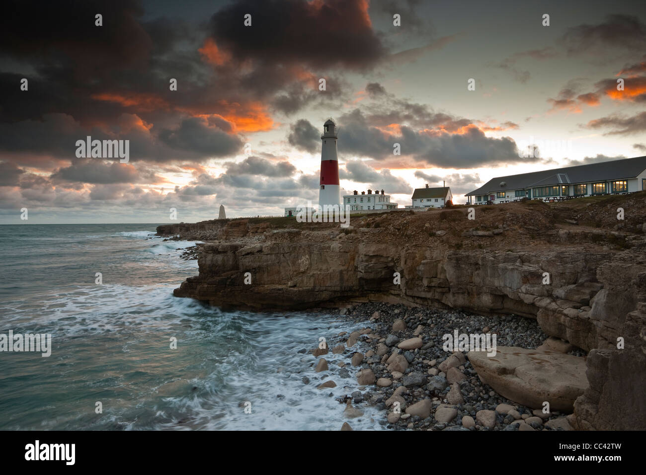 A stormy end to the day as the English Channel laps at the foot of the ...