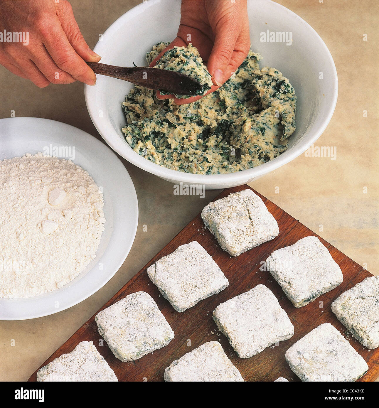 Kitchen: Crocchettine Flat Potato And Spinach 3 Stock Photo - Alamy