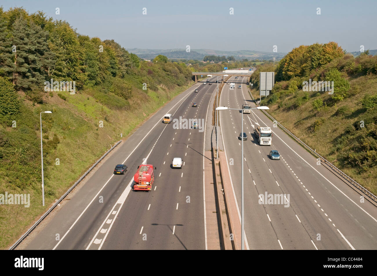 M5 motorway, looking north from the Redhayes pedestrian and cycle ...
